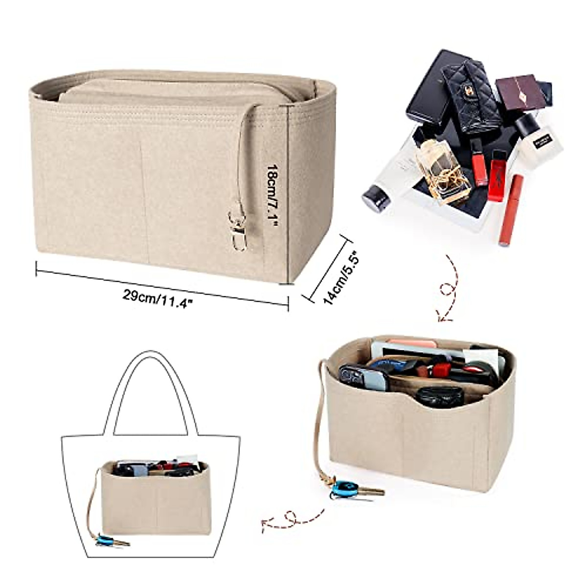 BERTASCHE Women Tote Bag with Purse Orgainzer, Soft PU Leather Handbag Shoulder Satchel Bag Purse