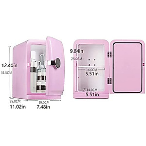 REKIRO Skincare Fridge, Mini Fridge for Bedroom, Makeup Refrigerator, Tiny Cosmetic Beauty Fridge, Desk Fridge for Office, Small Breastmilk Fridge, Portable Design with Handle, 5 Liter