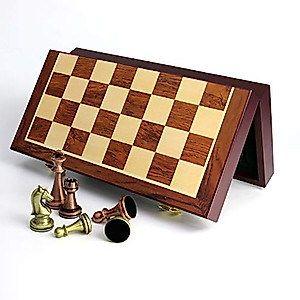 Auroal Chess Set, Large Metal Deluxe Chess, Chess Set for Adults Unique, Folding Wooden Chess Board, Educational Toys for Kids and Adults