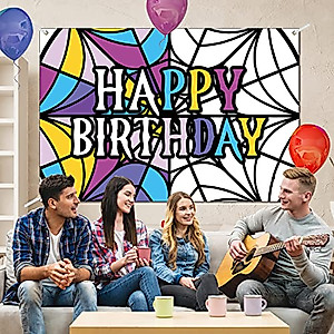 Wednesday Addams Birthday Decorations Wednesday Addams Stained Happy Birthday Backdrop Banner for Wednesday Addams Birthday Party Supplies 5x3FT