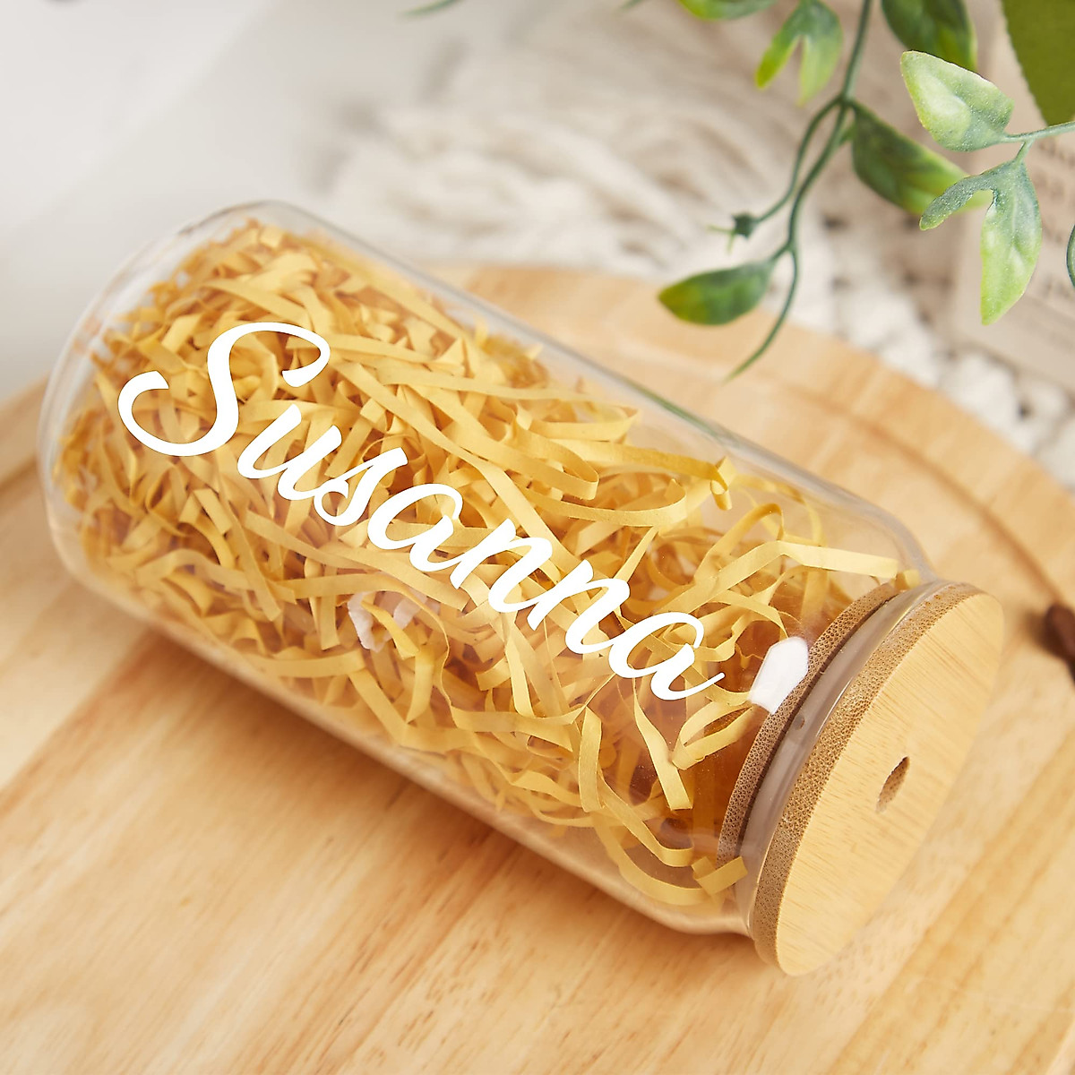 Mostop Personalized Iced Coffee Glass with Lids and Straws, Can Glass Cups, Custom Birth Flower Tumbler, Mother's Day Gift Birthday Gifts, Gifts for Her Girlfriend Bachelorette Party