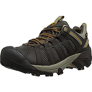 KEEN Men's Voyageur Low Height Breathable Hiking Shoes, Black Olive/Inca Gold, 10