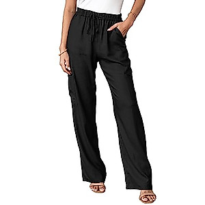 Acelitt High Waisted Cargo Pants for Women Trendy Ladies Fall Fashion 2024 Y2K Pants with Pocktes Black X-Large