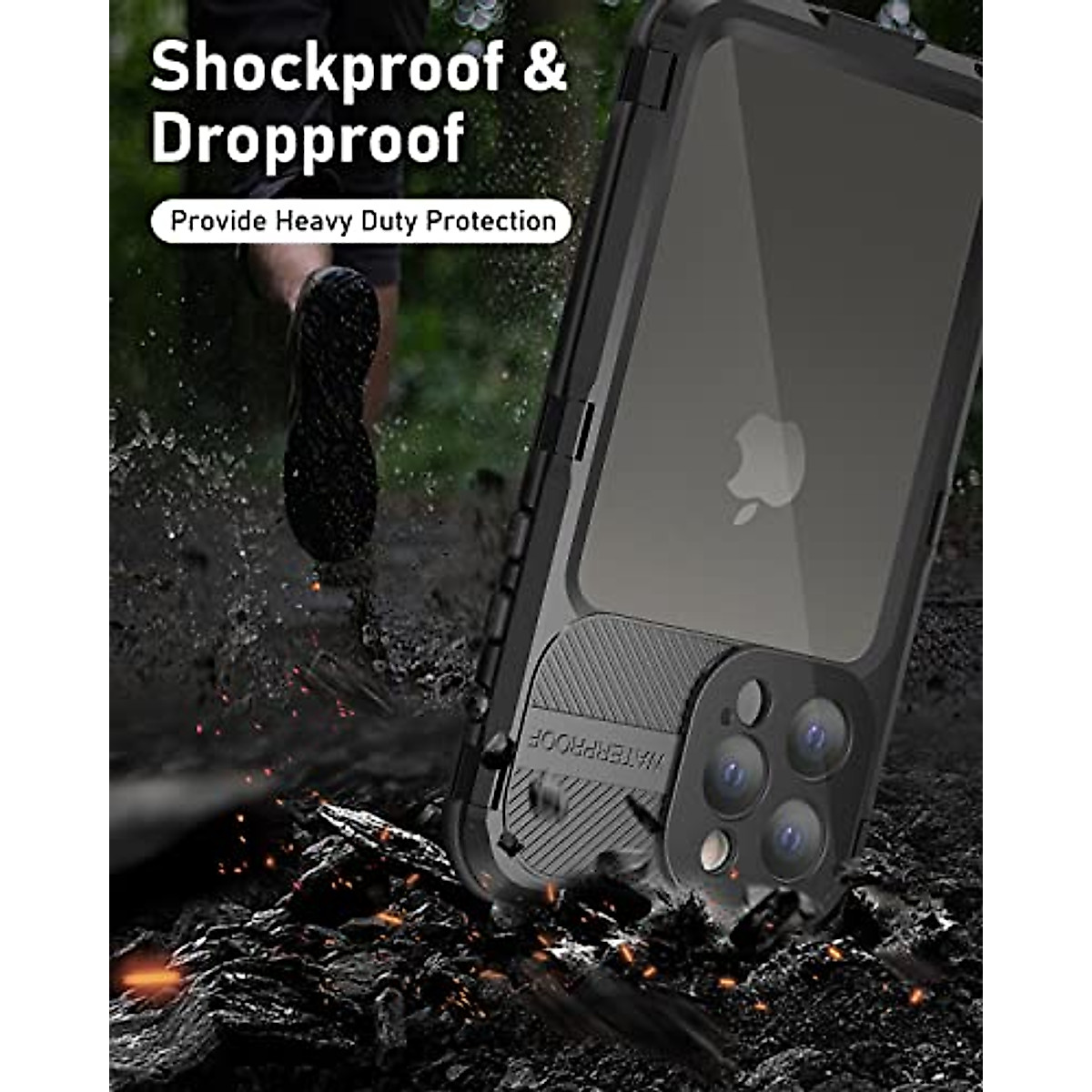 WIFORT iPhone 13 Pro Waterproof Metal Case - Built-in [Screen Protector][15FT Military Grade Shockproof][IP68 Water Proof], Full Body Aluminum Protective Dropproof Cover, 6.1" Black