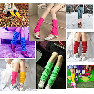 CHUNG Adult Women Juniors Knitted Leg Warmers Neon Party Accessory (One Size, Brown)