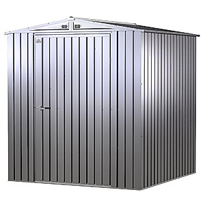 Arrow Shed Elite 6' x 6' Outdoor Lockable Gable Roof Steel Storage Shed Building, Silver
