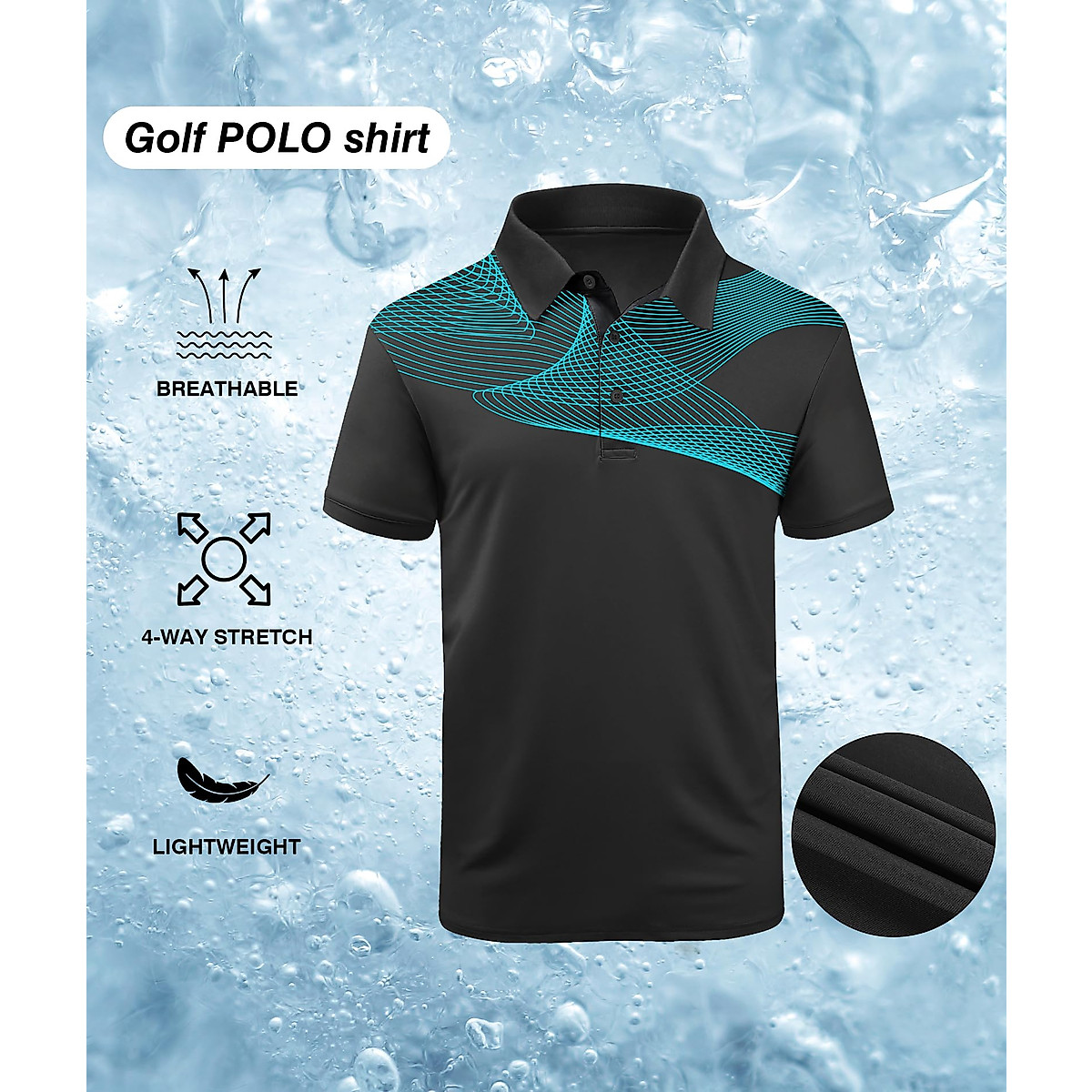 ZITY Golf Polo Shirts for Men Short Sleeve Athletic Tennis T-Shirt Black Blue XL
