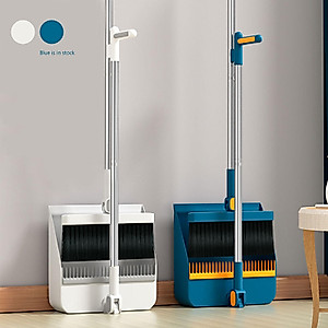 XIXIWOW Starry Sky Blue Broom and Dustpan Set,New Upgrade lengthening Handle to 50 inches - Indoor/Outdoor Cleaning Tool, Easily Remove Hair, Foldable Design Saves Space, Ideal for Home Cleaning