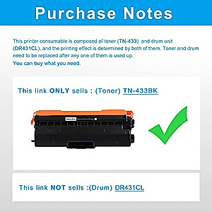 LCL Compatible Toner Cartridge Replacement for Brother TN-431 TN-433 TN431 TN433 TN433BK TN-433BK 4500Pages DCP-L8410CDW MFC-L8690CDW MFC-L8610CDW MFC-L8900CDW HL-L8360CDW HL-L8260CDW (BK 1-Pack)