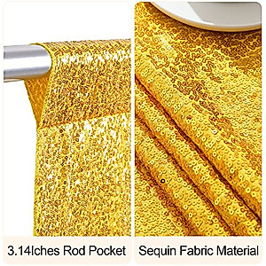 Gold Sequin Backdrop Curtain 4x10ft Glitter Backdrop Curtain for Wedding Birthday Party Home Decoration Thick and Opaque Background Drapes 2 Panel 2x10ft