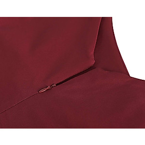 MUXXN Women's Lady Sleeveless V Neck Rucehd Pencil Bodycon Midi Solid Color Party Dress Merlot M