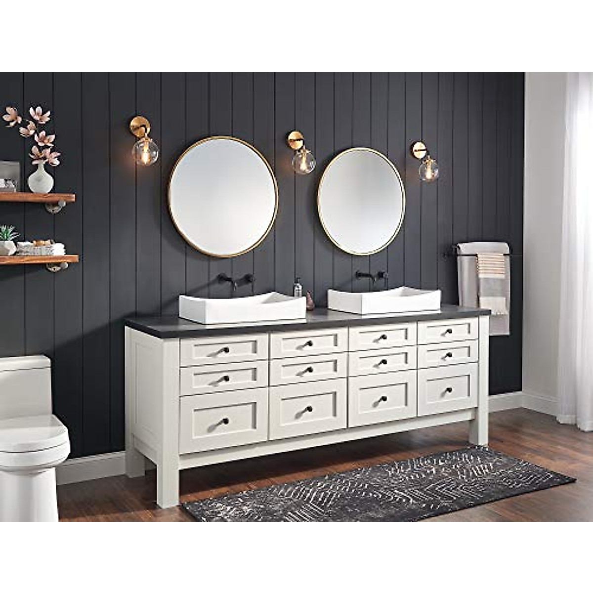 Delta Faucet Trinsic Wall Mount Faucet, Matte Black Bathroom Faucet, Wall Mount Bathroom Faucet 3 Hole, Widespread Bathroom Faucet, Matte Black T3559LF-BLWL