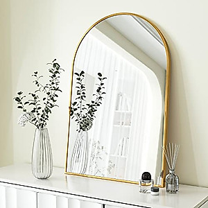 HARRITPURE 20" x 30" Arch Mirror Bathroom Wall Mounted Mirrors Gold Vanity Mirror with Metal Frame for Bedroom Living Room Entryway