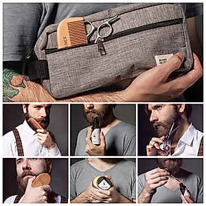 Beard Reverence Premium Beard Grooming Kit for Men Care w/Upgraded Travel Bag – All-Natural Beard Oil, Beard Balm Butter Wax, Beard Wash, Scissors, Comb, Boar Bristle Brush with Gift Set Box