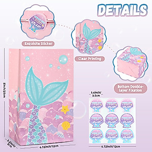 HEJIN 30PCS Mermaid Party Favor Bags with Stickers, Mermaid Birthday Decorations - Great for Girls Kids Under the Sea Party Favors, Birthday Party, Baby Shower, Easter, Wedding, Halloween