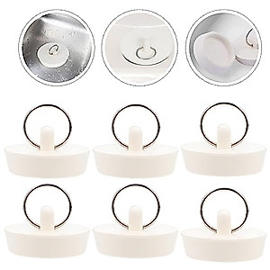 OSALADI 8pcs Drain Stopper Bathroom Tub Kitchen Sink Stopper Bathroom Sink Stopper Tub Stopper with Pull Ring Bathtub Drain Stoppers Washbasin Stopper Anti-blocking White Drain Rubber