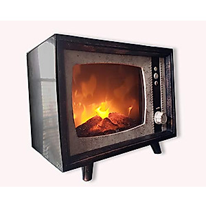 Decorative Realistic Fireplace Compact Retro Television with LED Moving Flame Effect, Hearth-Like-Glow With Electric Fireplace TV Look For Indoors by ELYYT