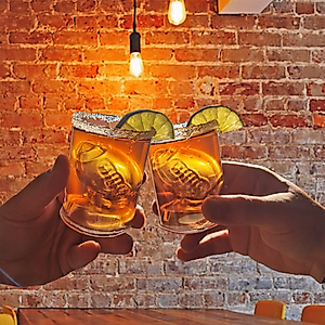 MADARC SPORT - Set of 4 - Football Reversible Shot Glasses 2Oz / 4.5Oz, with 3D relief Football Ball Shape inside - (Modern)