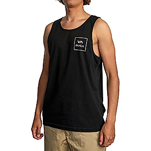 RVCA Men's Graphic Sleeveless Tank Top Shirt, VA ATW Fill/Black, Large