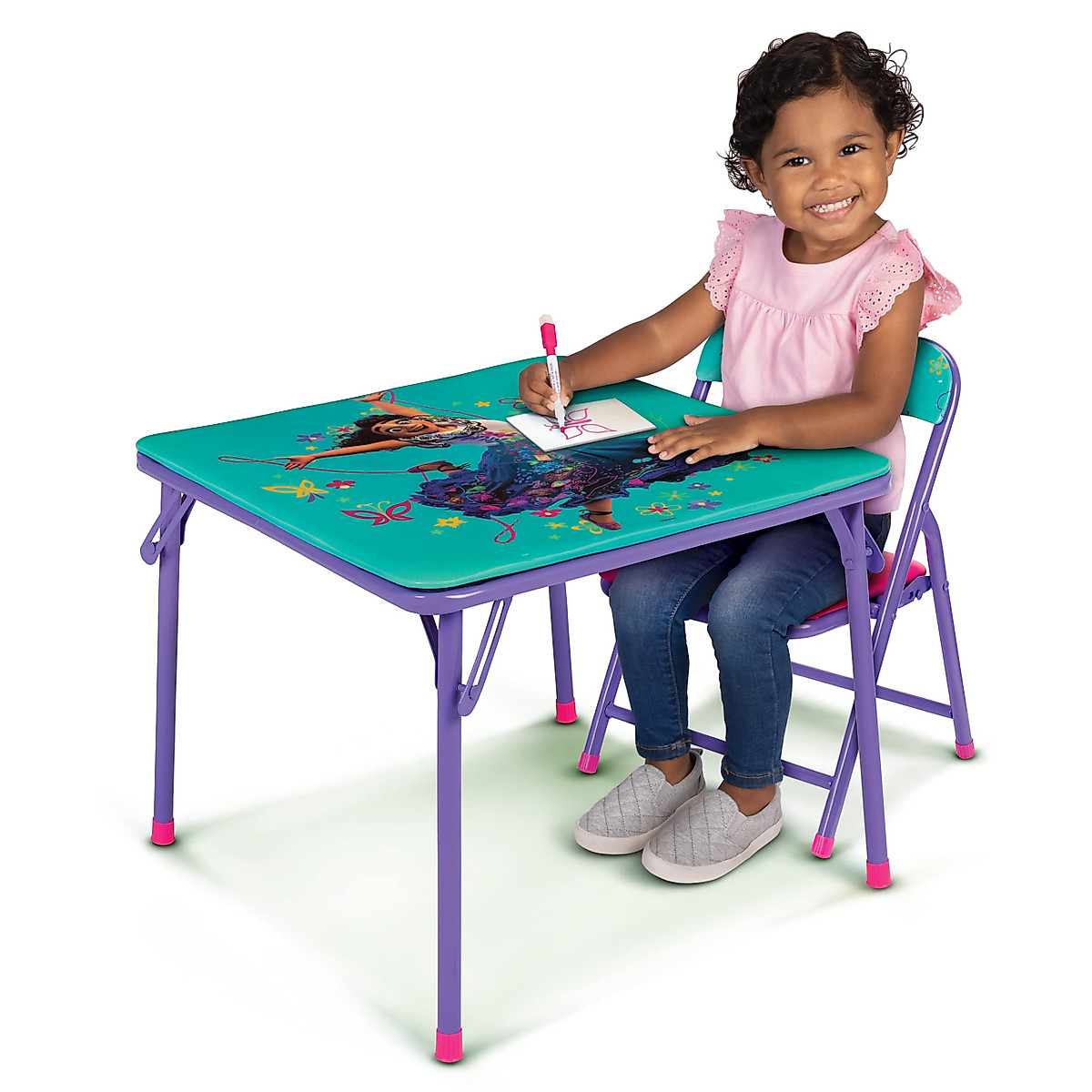 Disney Encanto Kids Table & One Chair Set, Junior Table for Toddlers 20" x 20" x 16.4"H