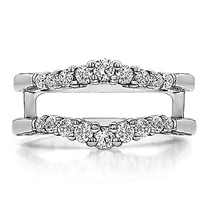 TwoBirch Sterling Silver Vintage Ring Guard with Filigree Designs With Cubic Zirconia (0.71 ct.) (sterling-silver, 9)