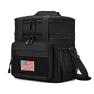 holuxer Large Expandable Tactical Lunch Box for Men, Durable Insulated Leakproof Lunch Bag, Heavy Duty Cooler Bag for Work Outdoor Picnic Travel Office Adults, Black, 15L