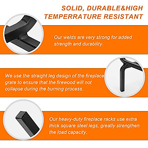 TwentyNext 17 Inch Fireplace Grate Heavy Duty Solid Steel Fire Grate for Fire Pit Wood Log Rack Stove Firewood Holder for Indoor Hearth Outdoor Fire Pit Chimney Hearth Kindling Tool