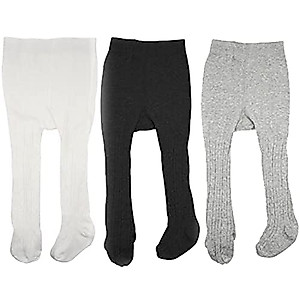HLJgift 3 Pairs Baby Girls Boys Cotton Pants Tights Panties Stockings Leggings (6T-8T, black&white&grey)
