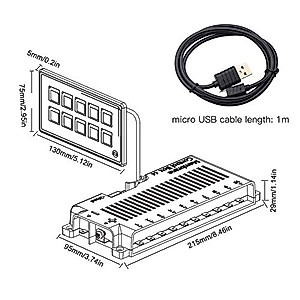 Control Switch Panel, Universal 10P Membrane Control Switch Panel Bluetooth APP Control with Backlight Module LED Touch Built‑in PPTC for RV Boat