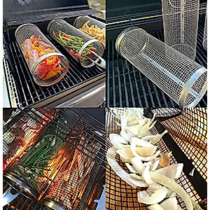 Darzheoy Stainless Steel Barbecue Cooking Grill Grate - 1PC Grill Baskets for Outdoor Grill, Vegetable Grill Basket, Portable Outdoor Camping BBQ Rack (20CM)