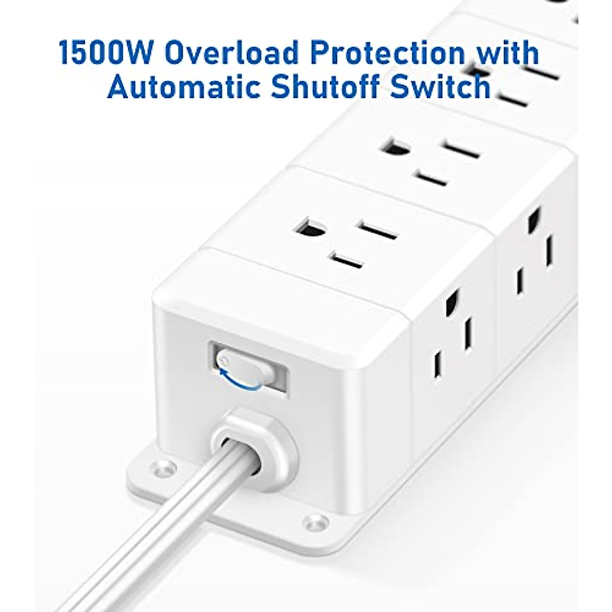 30W USB C Power Strip Surge Protector,Ultra Thin Flat Plug Power Strip 4 Side 12 Outlets,PD Fast Charing,2 USB-C, 2 USB-A(4 USB Total 40W),6ft Slim Extension Cord,16 in 1 Desk Power Bar,1200J White