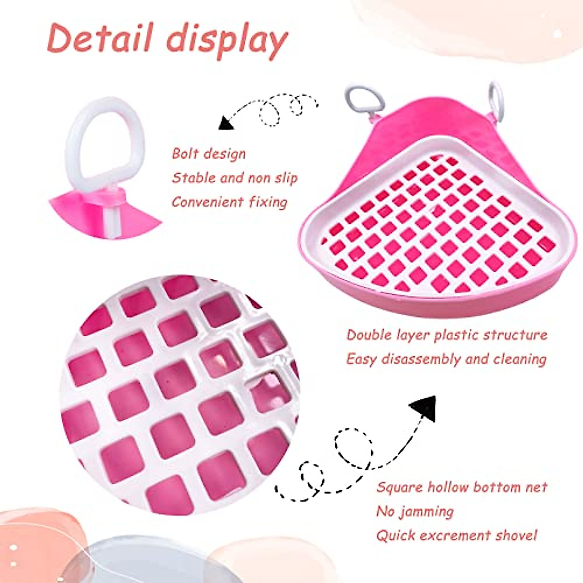 Rabbit Triangle Potty Trainer Corner Small Animal Toilet Litter Box Pet Bedding Pee Pan Tray Toilet for Hamster Chinchilla Guinea Pig Bunny Ferret(Pink)