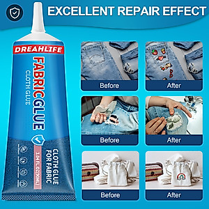 90 ML Fabric Glue, Fabric Glue for Clothing Permanent Washable, Fabric Glue Permanent for All Fabric, Cotton, Flannel, Linen, Denim, Leather, Polyester, Doll Repair, Patches