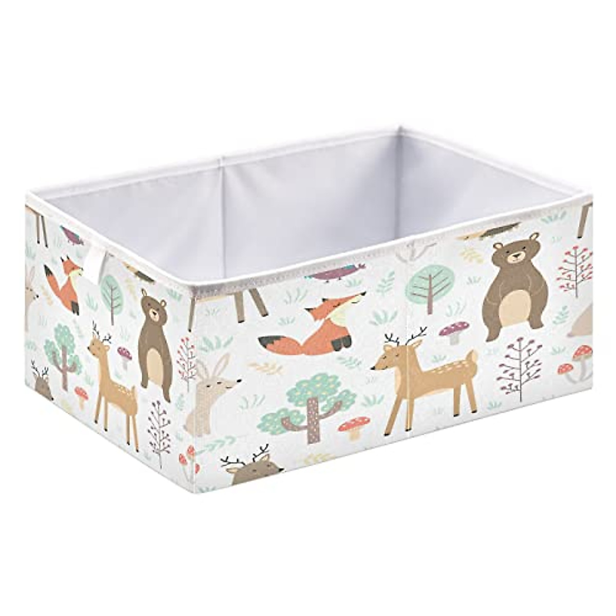 Kigai Forest Animals Storage Bins Cube Foldable Storage Baskets Bin Waterproof Home Organizer with Handles Basket for Toy Nursery Blanket Clothes, 11x11x11 Inch