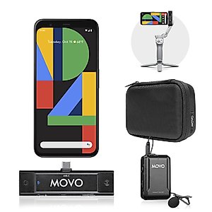 Movo Edge-UC USB Type-C Wireless Lavalier Microphone System - Omnidirectional Lapel Mics Compatible with USB-C Android, Samsung, and DJI OM 4 or 5
