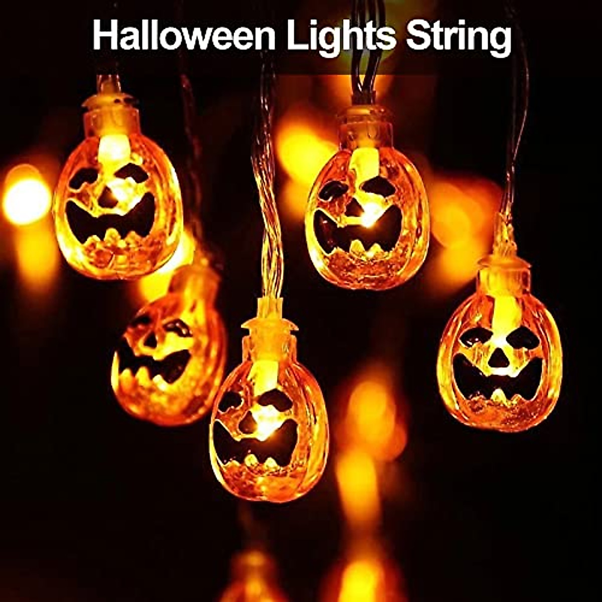 Halloween Lights 3D Acrylic Pumpkin Lantern String Lights Battery Powered Holiday Lights for Halloween Party Indoor Fall Outdoor Harvest Thanksgiving Halloween Decorations