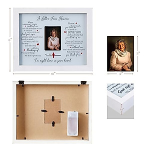 WOODEXPE Sympathy Gift 8" x 10" LED Memorial Shadow Box Keepsake Picture Frame Memorial Gifts for Loss of Loved One 2x3 Photo (A Letter from Heaven White)