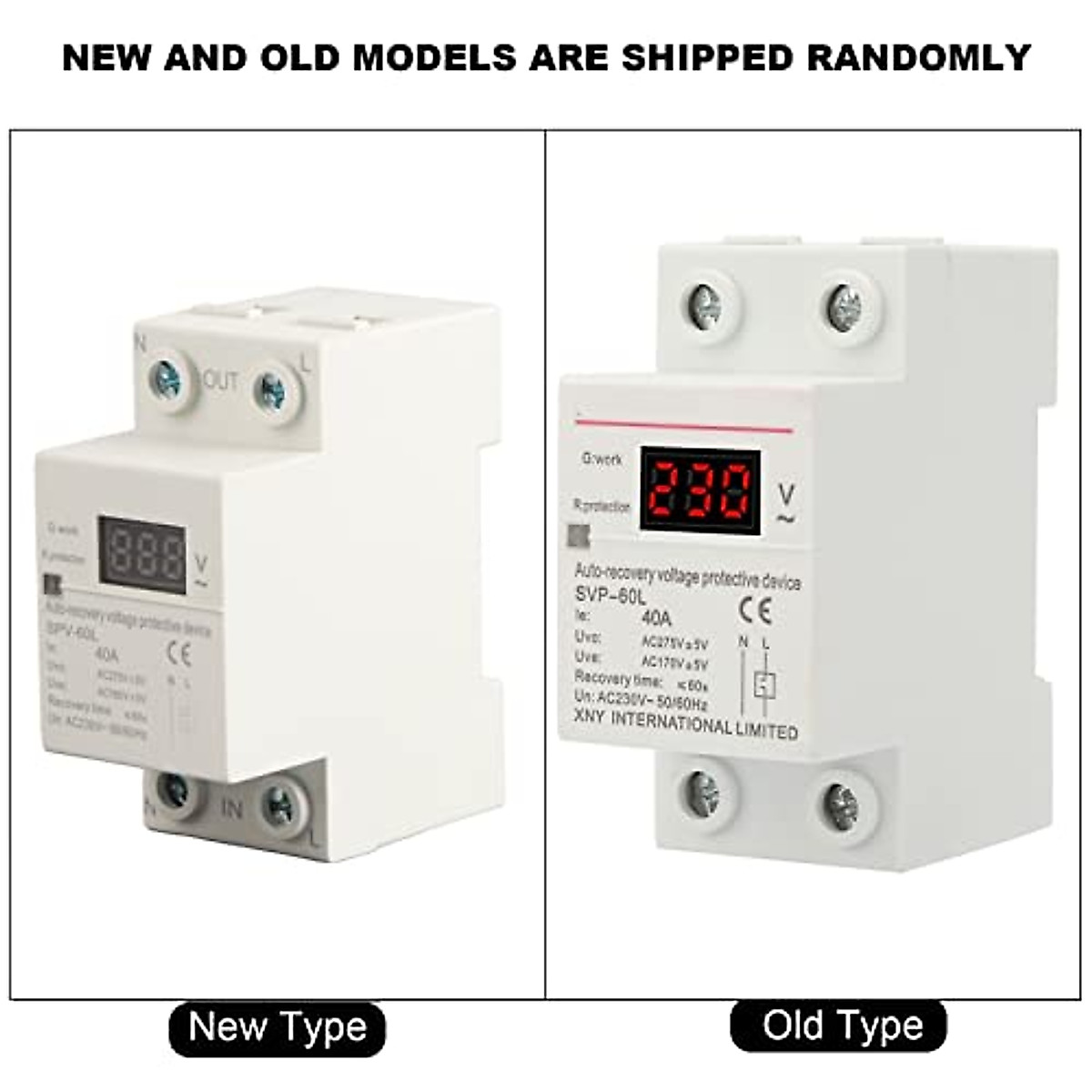 230V 40A Automatic Recovery Overvoltage and Undervoltage Protection Device, Voltage Arrester Device, DIN Rail Mount Protector