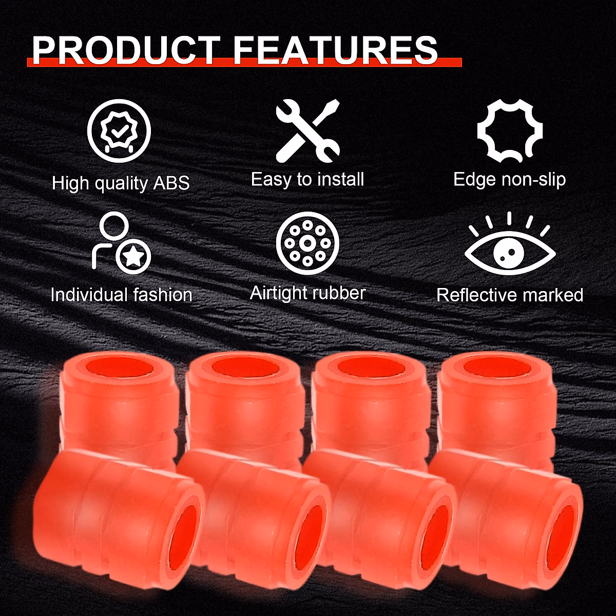 QUICTO 8PCS Car Tire Valve Caps, Illuminated Tire Valve Caps for Cars, Motorcycles, Bicycles, Trucks, SUVs Universal Tire Valve Caps (Red