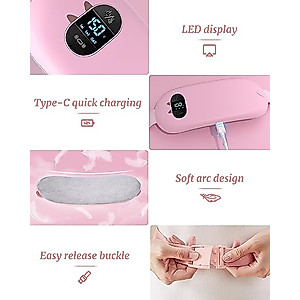 Portable Cordless Heating Pad for Cramps, Upgrade Electric Period Fast Heating Pad with Massager Menstrual USB Heating Pad for Back Pain Relief Belt 5 Heat 5 Vibrating Modes Gifts for Women Girls Pink