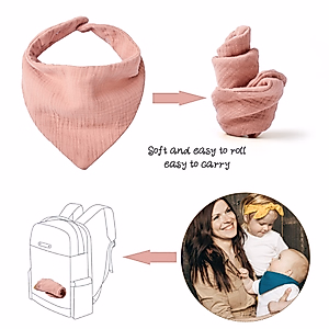 Konssy Muslin Baby Bibs 10 Pack Baby Bandana Drool Bibs 100% Cotton for Unisex Boys Girls,10 Solid Colors Set for Teething Drooling