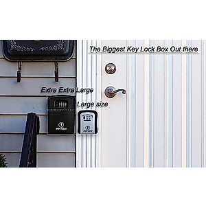 Iron Lock® - XXL Key Lock Box Wall Mount for Keys 4 Digit Combination with Resettable Code with A B Switch Extra Large lockbox Indoor Outdoor Waterproof Big Key Lock Box House Spare Keys Hide a Key