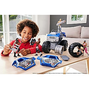 Mattel WWE Action Figure & Vehicle Playset, Wrekkin Slam Crusher Monster Truck with 8 Breakaway Parts