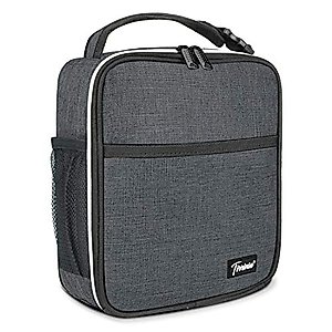 Small Insulated Lunch Bag for Men Women, Mini Portable Reusable Thermal Lunch Box Cooler Tote for Adults & Kids, Charcoal