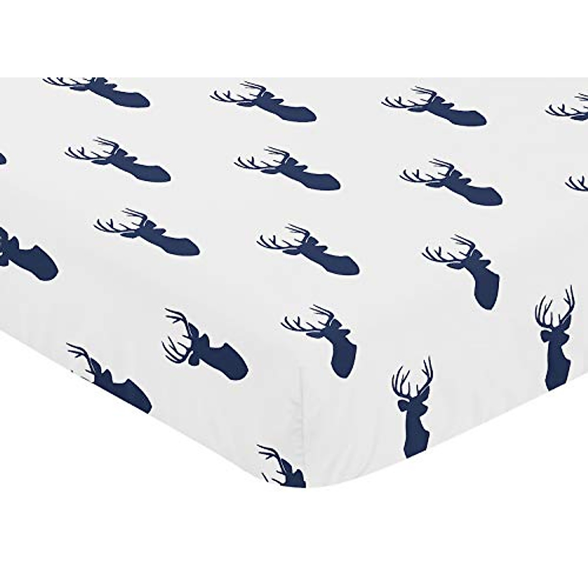 Sweet Jojo Designs Fitted Crib Sheet for Navy and White Woodland Deer Baby/Toddler Bedding Set Collection - Deer Print