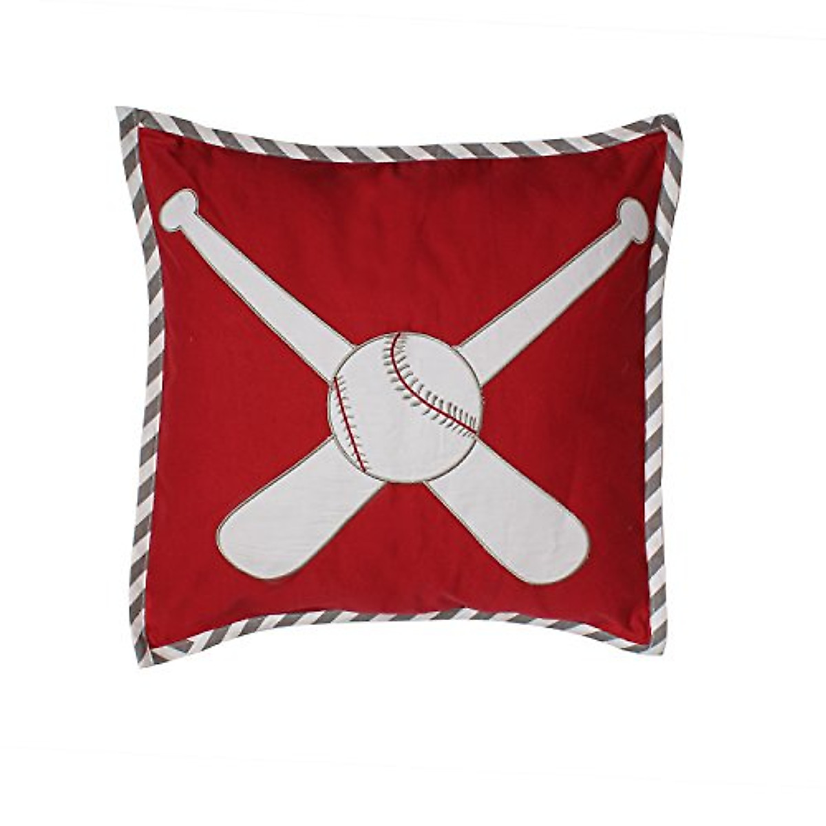 Bacati - Muslin Sports Toddler Bedding (Dec Pillow, Baseball Red/Grey)