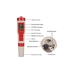 Digital PH Meter 4 in 1 PH TDS EC Temp Water Quality Tester Monitor Meter Test Pen for Pool Hydroponics