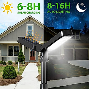 Lafhome Solar Lights Outdoor Garden, 2-Pack Upgraded 48 LED Solar Powered Lights Garden Lights Solar Wall Lantern Solar Pathway Lights, IP65 Waterproof Landscape Lighting for Garden Yard Cold White