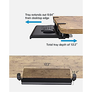 HUANUO Keyboard Tray Under Desk, Ergonomic Large Keyboard Tray with C Clamp, Updated Metal Slide Rail Keyboard Tray Mouse Tray, Pull Out Platform Computer Drawer for Typing, 27.5" W x 12.2" D, Black