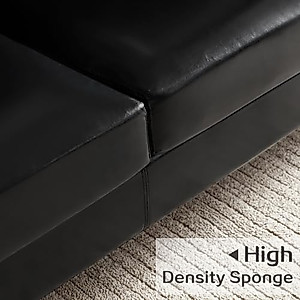 WILLOVE 80'' Faux Leather Sofa, 3 Seater Leather Couch with Cozy Wide Seats, Mid-Century Modern Loveseat Couch for Living Room Furniture with Padded Cushions, Black